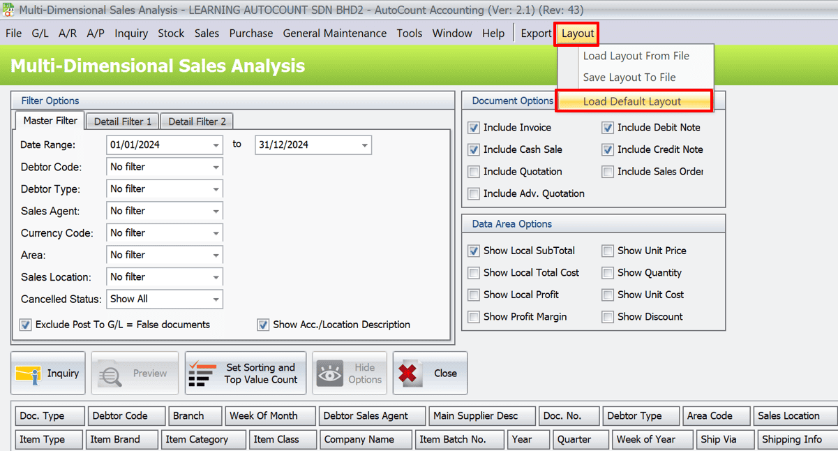 Multi Dimensional Analysis Module Autocount Software